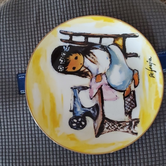 DeGrazia | Kitchen | Degrazia Inch Plate Girl With Sewing Machine ...